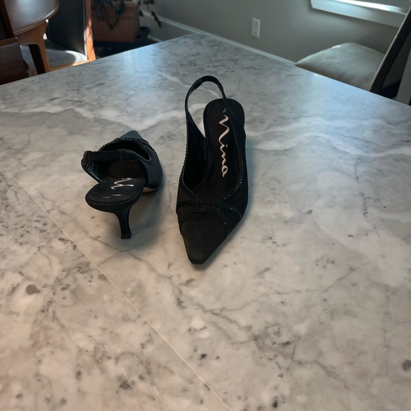 Nina | Shoes | Nina Black Satin Shoes In Very Good Shape | Poshmark